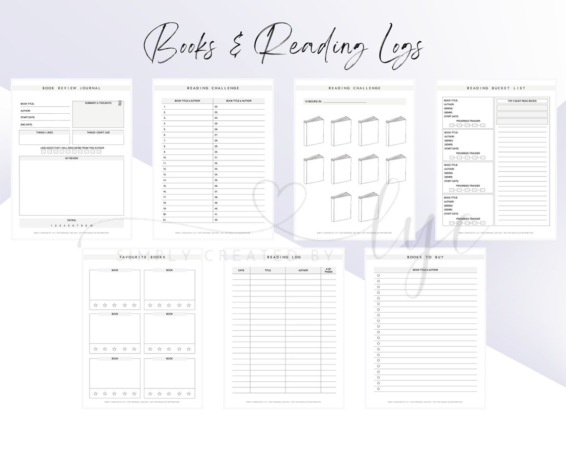 Books and Reading Logs Printable, Reading Record Keeper, Book Log, Book ...