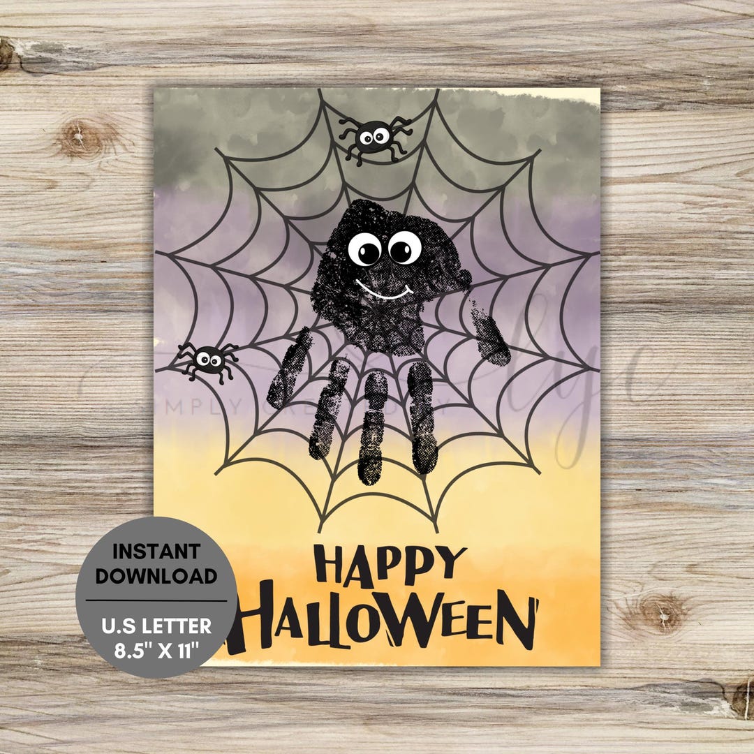 Spiderweb Handprint Craft for Kids, Halloween Handprint Art, Finger ...