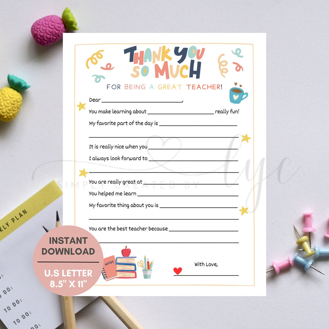 Teacher Appreciation Letter, Thank You Teacher, Teacher Gift Idea ...