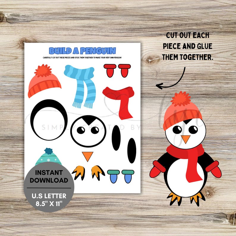 Build a Penguin Craft, Kids Winter Activity, Kids Crafts, Winter Crafts ...