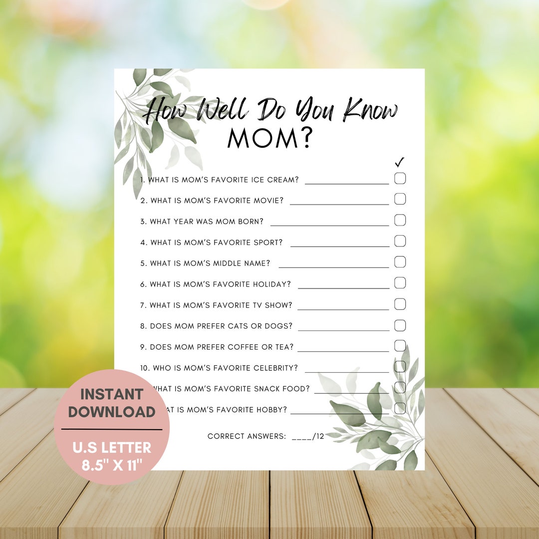 How Well Do You Know Mom, Mother's Day Ideas, Questions About Mom, Mom ...