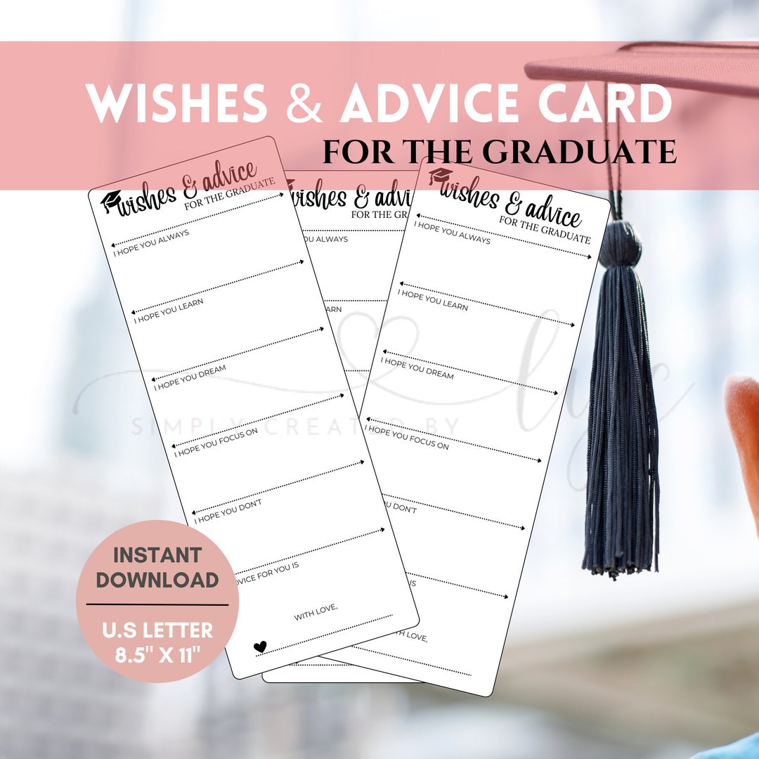 Graduation Advice Card, Words of Wisdom, Custom Advice for Graduate ...