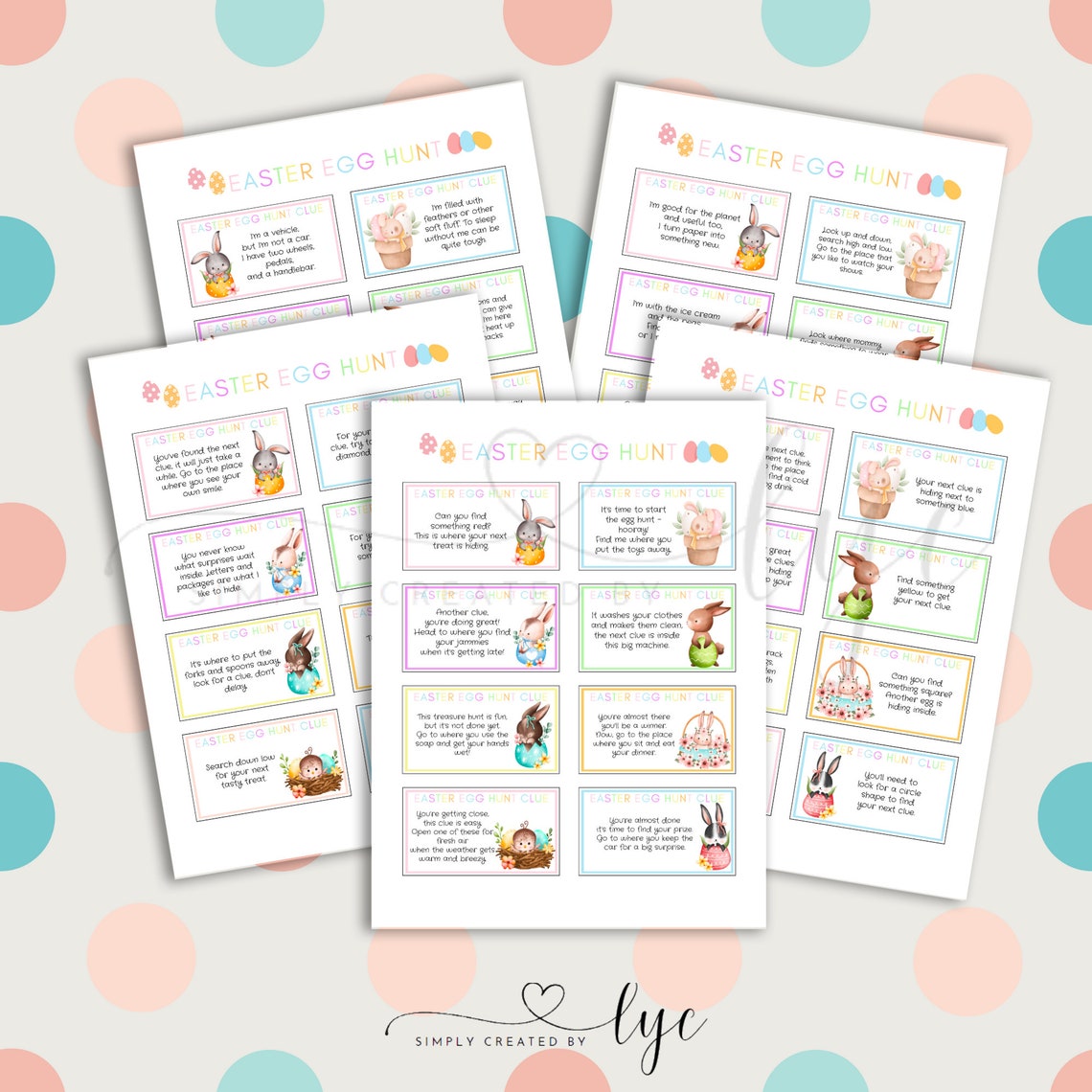 Easter Egg Hunt Clues Set, Printable Scavenger Hunt, Easter Activity ...