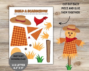 Build a Scarecrow Cut and Paste Printable - Etsy Canada