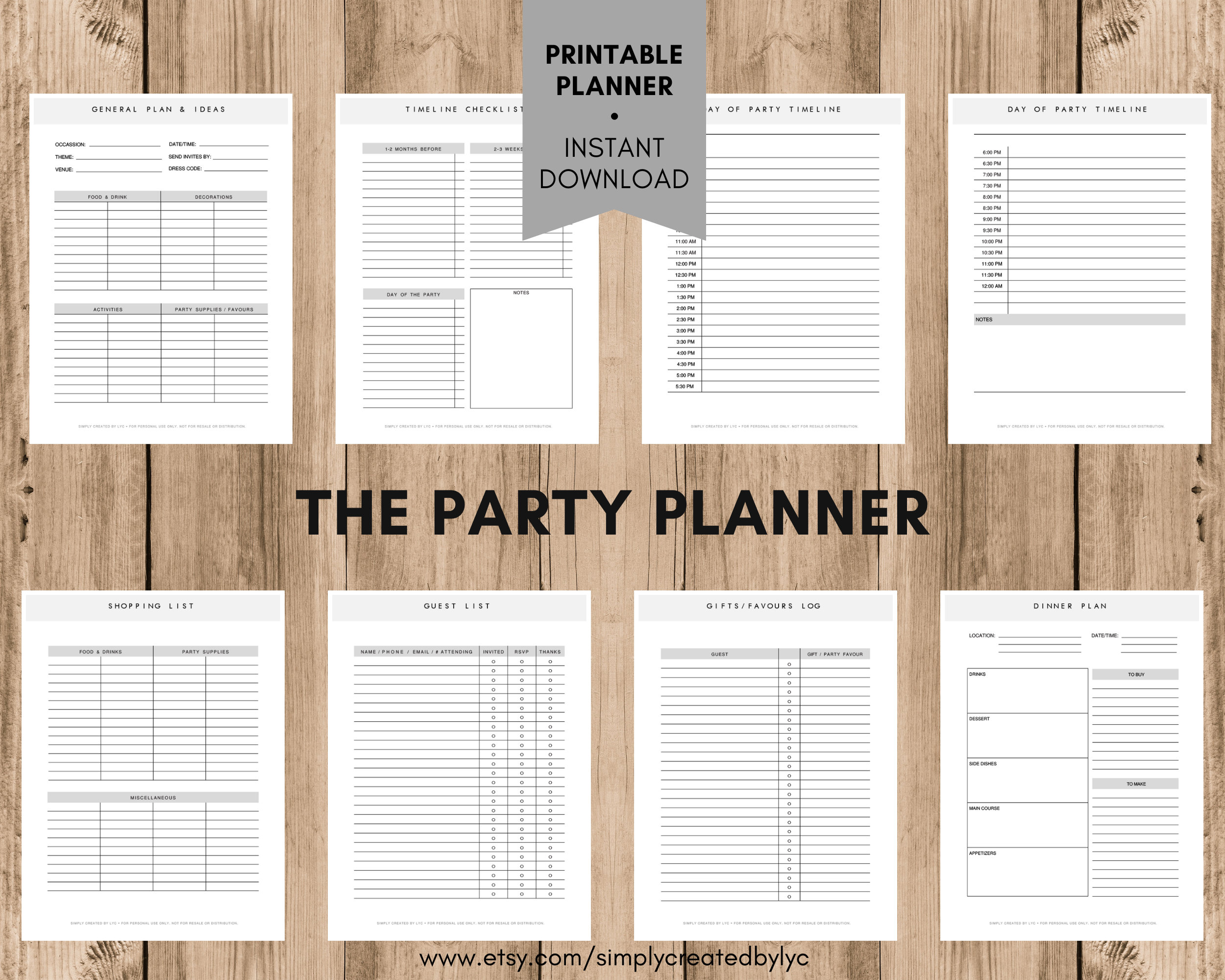 Party Planner Printable, Party Planning Organizer, Party Supplies ...