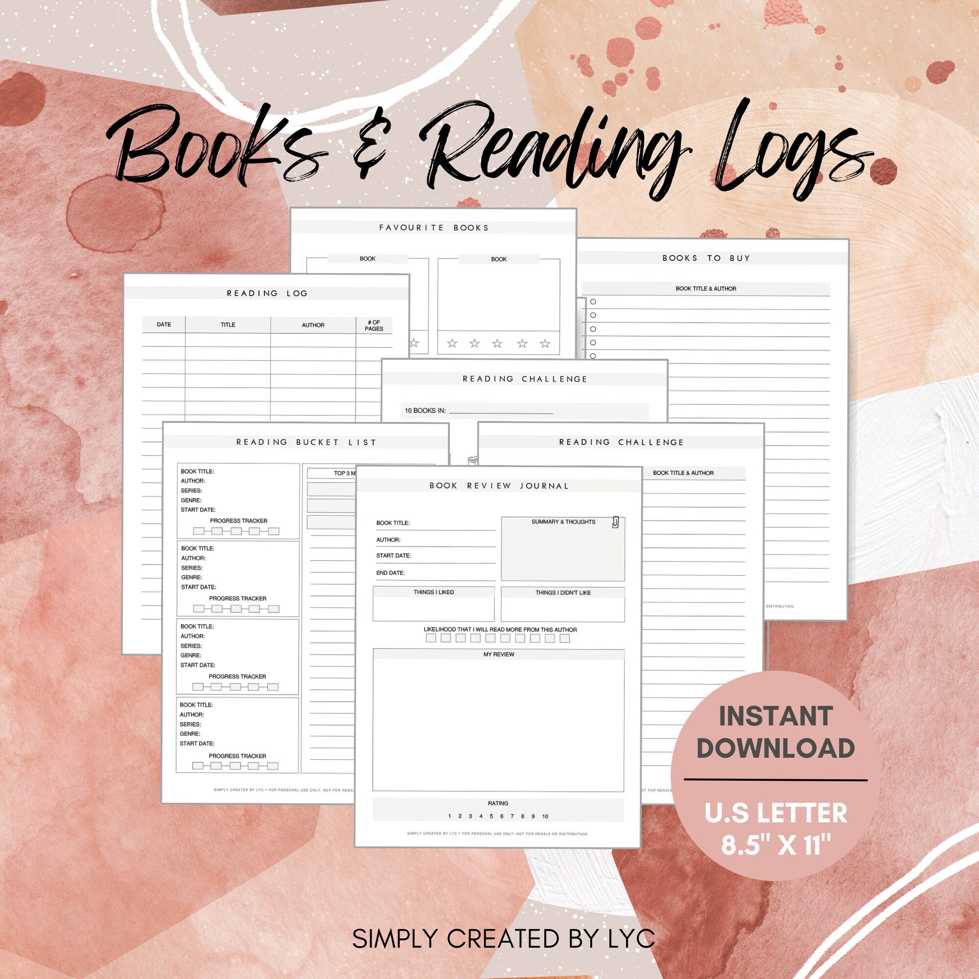 Books and Reading Logs Printable, Reading Record Keeper, Book Log, Book ...