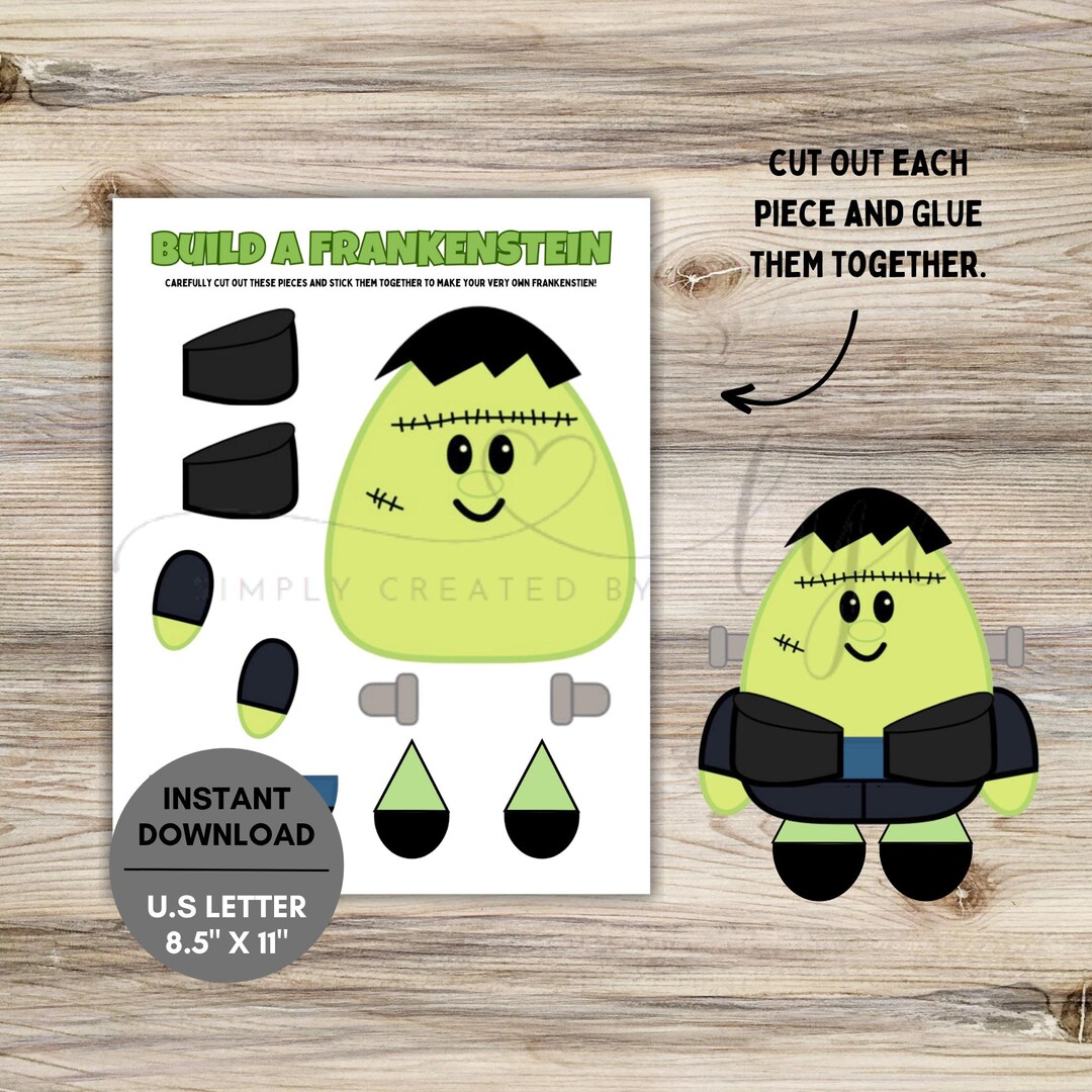 Build a Frankenstein Craft, Halloween Kids Craft Activities, Halloween ...