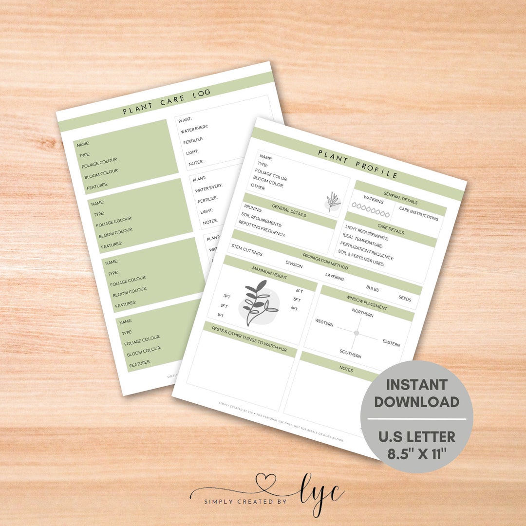 Plant Care Log Printable, Garden Journal, Plant Tracker, Gardening ...