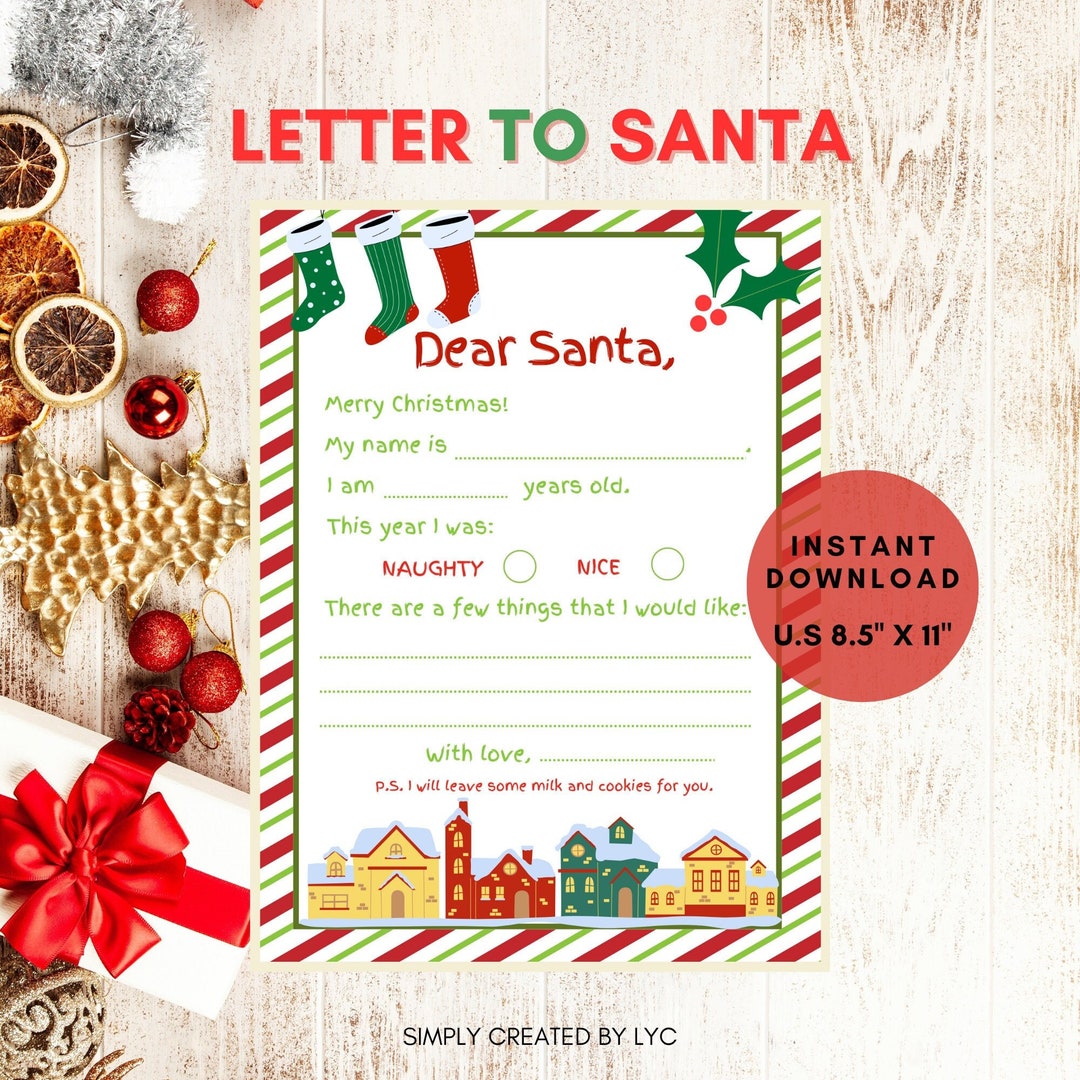 Letter to Santa, Christmas Wish List, Kids' Letter to Santa, Santa ...