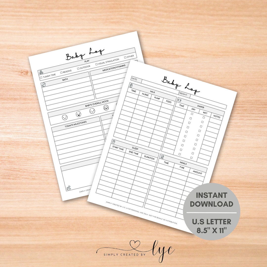 Baby Daily Log, Baby Log, Baby Tracker, Newborn Journal, Baby Milestone ...