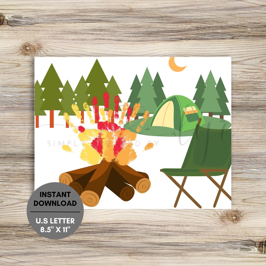 Camping/fall Handprint Craft for Kids, Camping Handprint Art, Finger ...