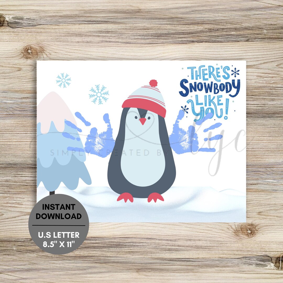 Winter Penguin Handprint Craft for Kids, Handprint Art, Finger Paint ...