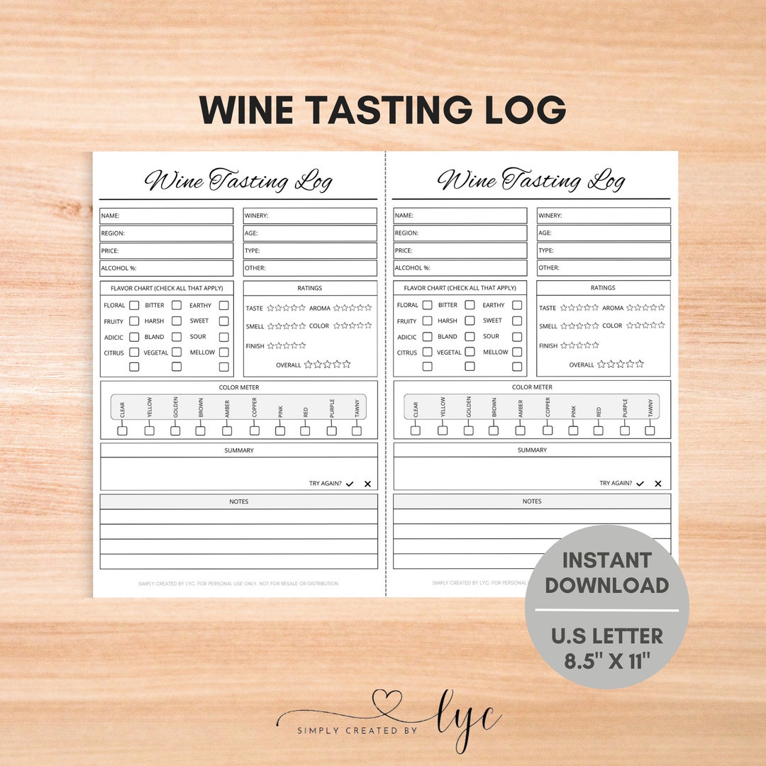 Wine Tasting Log, Wine Lover, Wineries, Wine Tasting Tracker, Wine Log ...