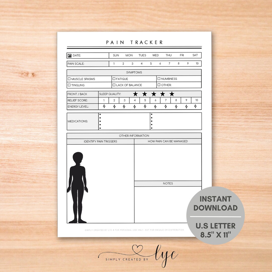 Pain Tracker, Pain Management Log Book, Pain Journal, Pain Management ...
