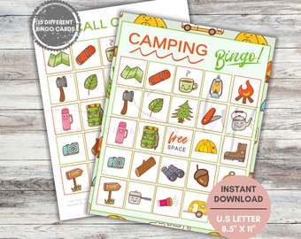 Camping Themed Bingo Cards - Etsy