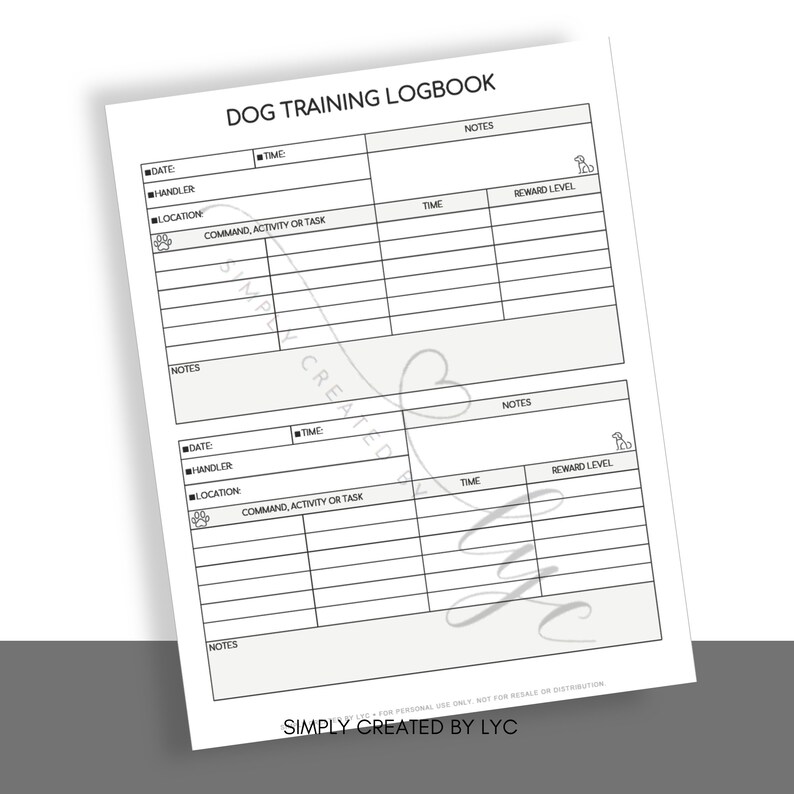 Dog Training Log, Dog Training Log Book, Logbook, Pet Record Journal ...