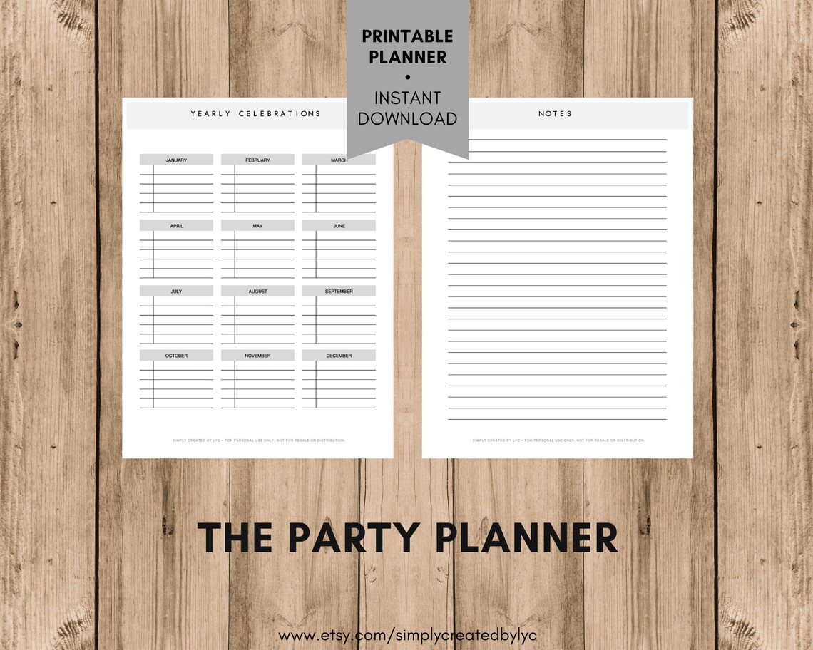 Party Planner Printable, Party Planning Organizer, Party Supplies ...