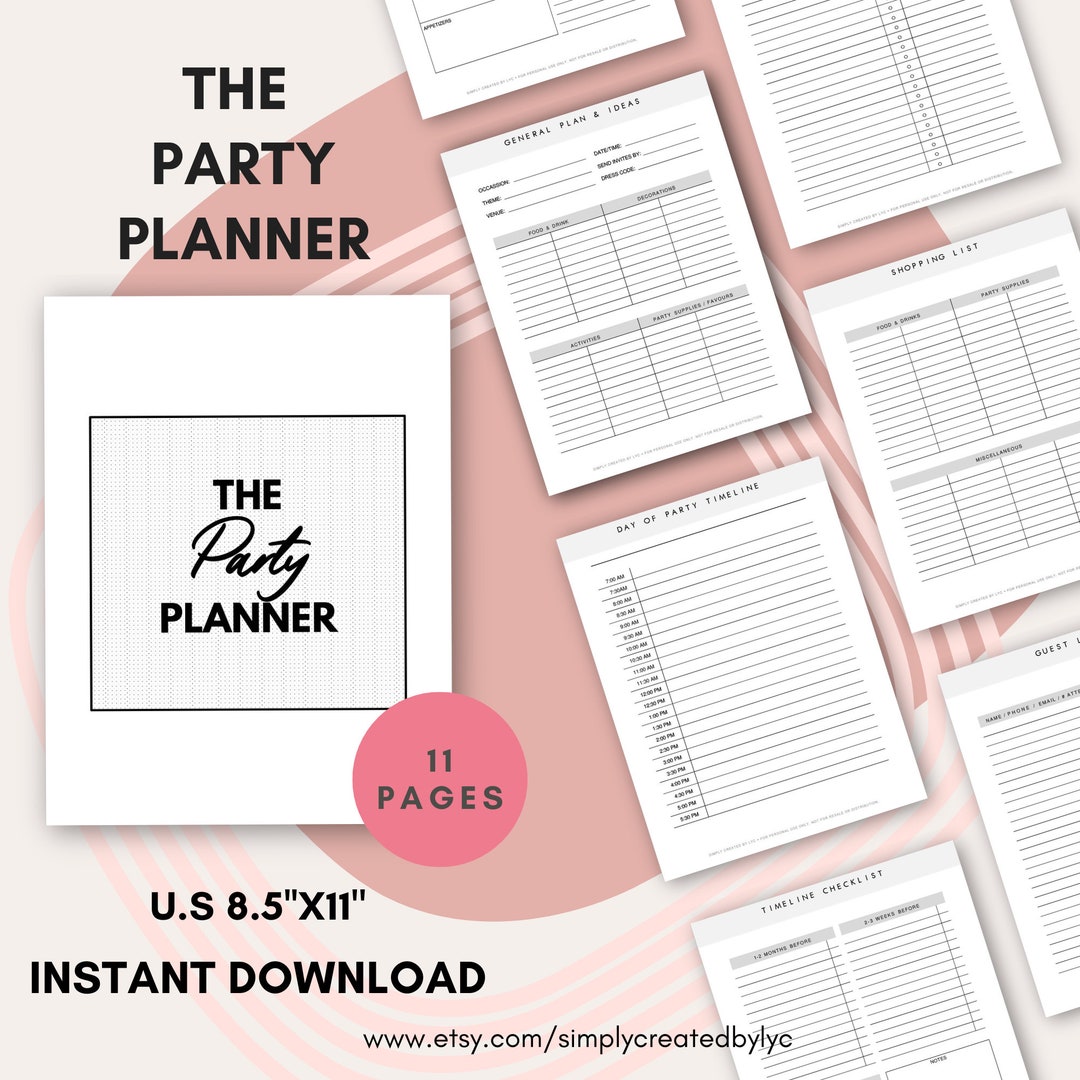 Party Planner Printable, Party Planning Organizer, Party Supplies ...