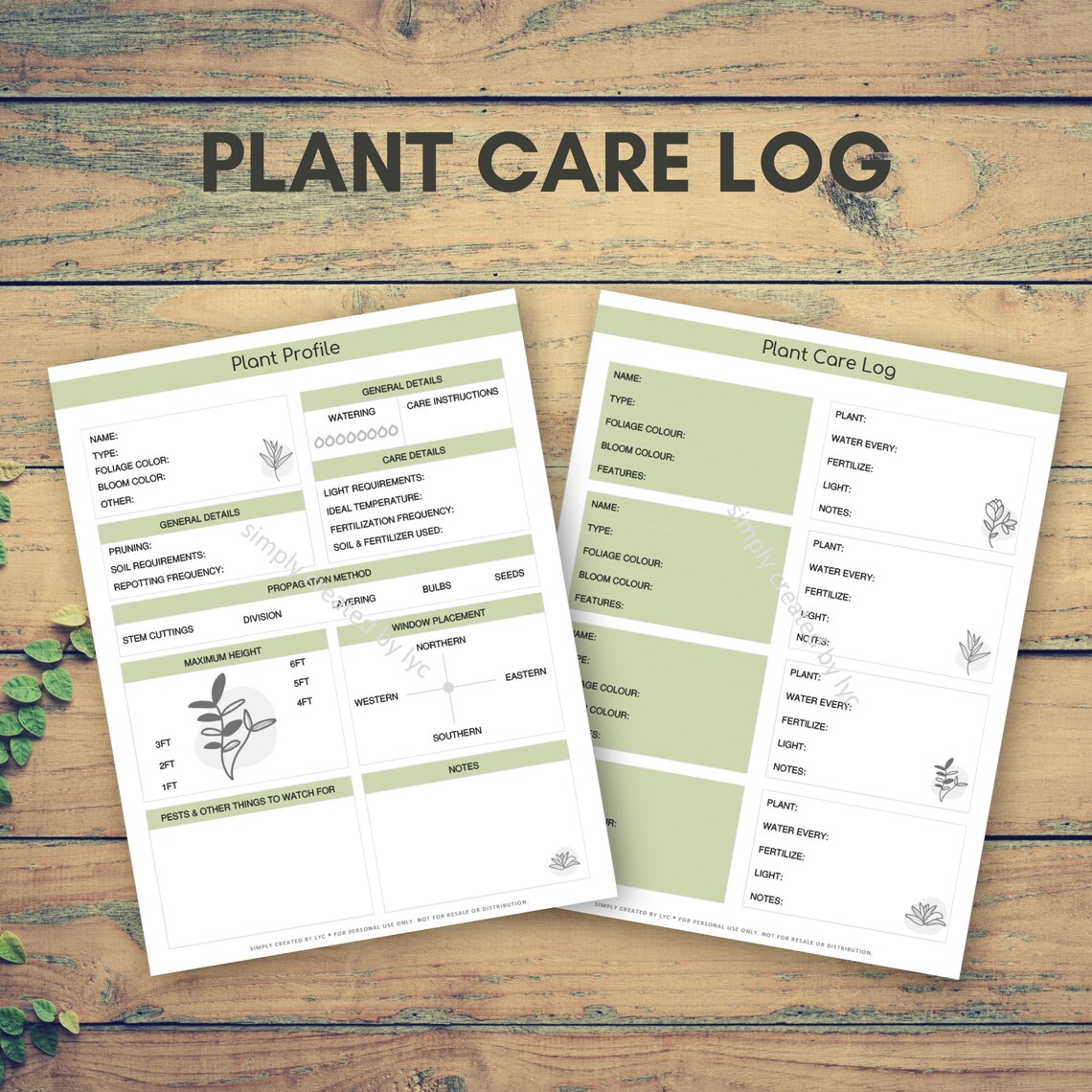 Plant Care Log Printable Garden Journal Plant Tracker - Etsy Canada