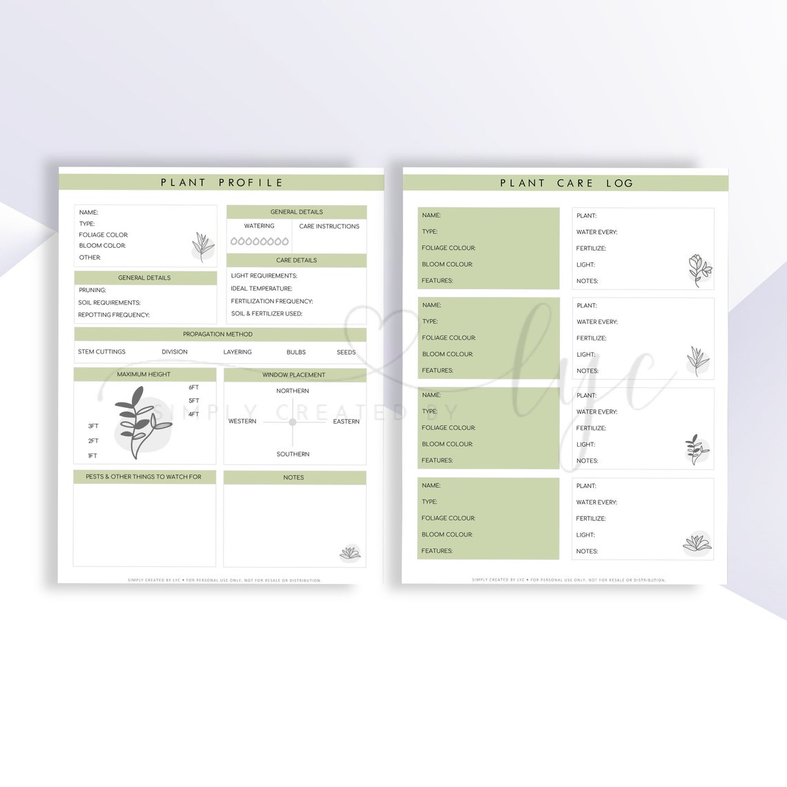 Plant Care Log Printable, Garden Journal, Plant Tracker, Gardening ...