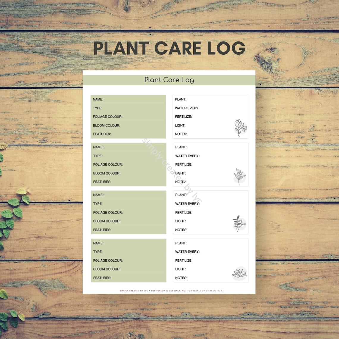 Plant Care Log Printable Garden Journal Plant Tracker - Etsy Canada