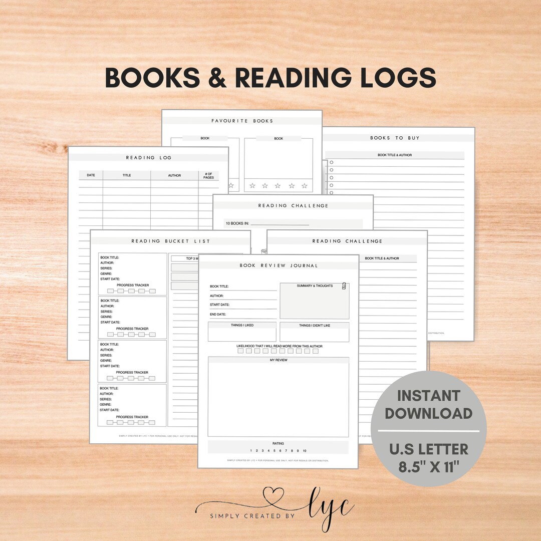 Books and Reading Logs Printable, Reading Record Keeper, Book Log, Book ...