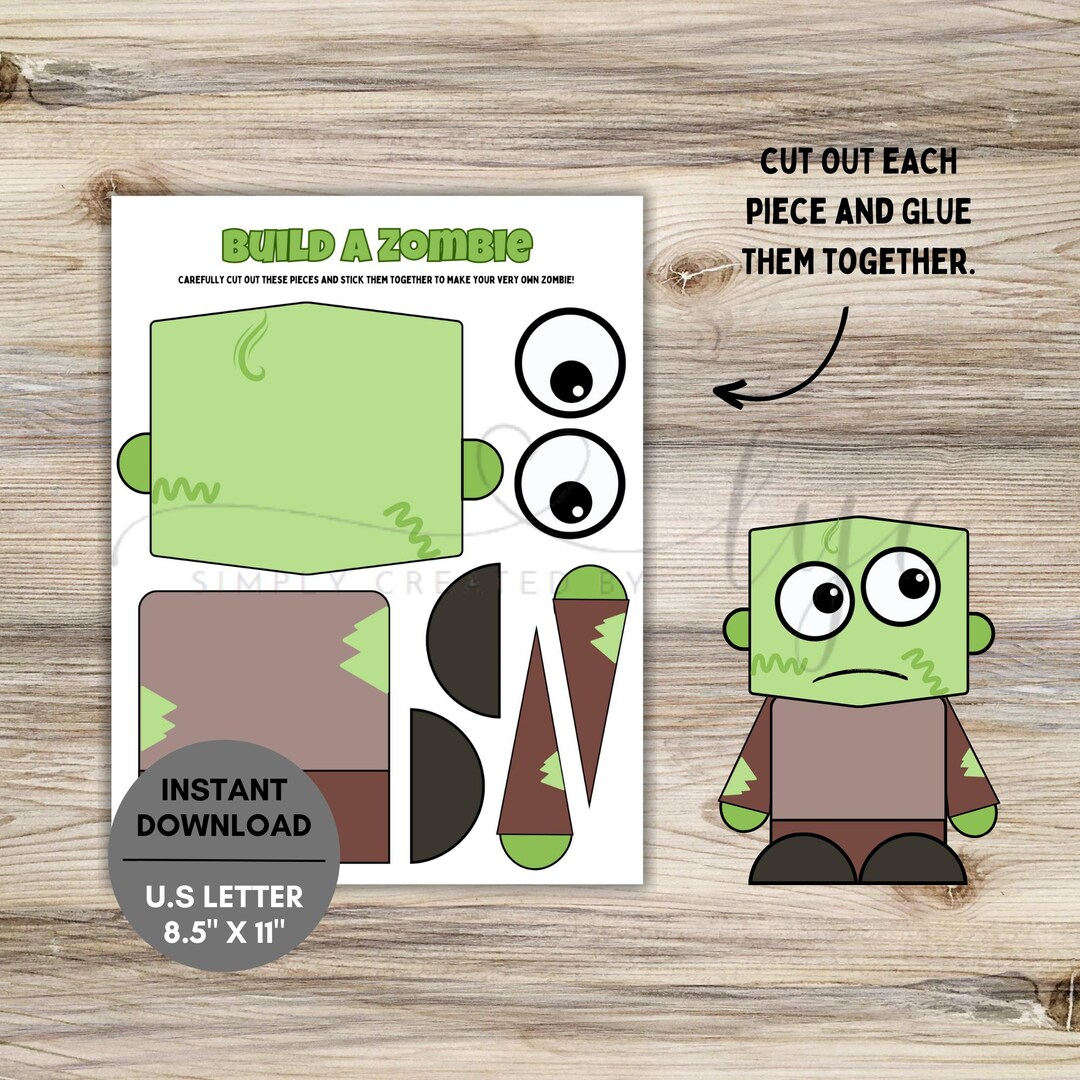 Build a Zombie Craft, Halloween Kids Craft Activities, Halloween ...