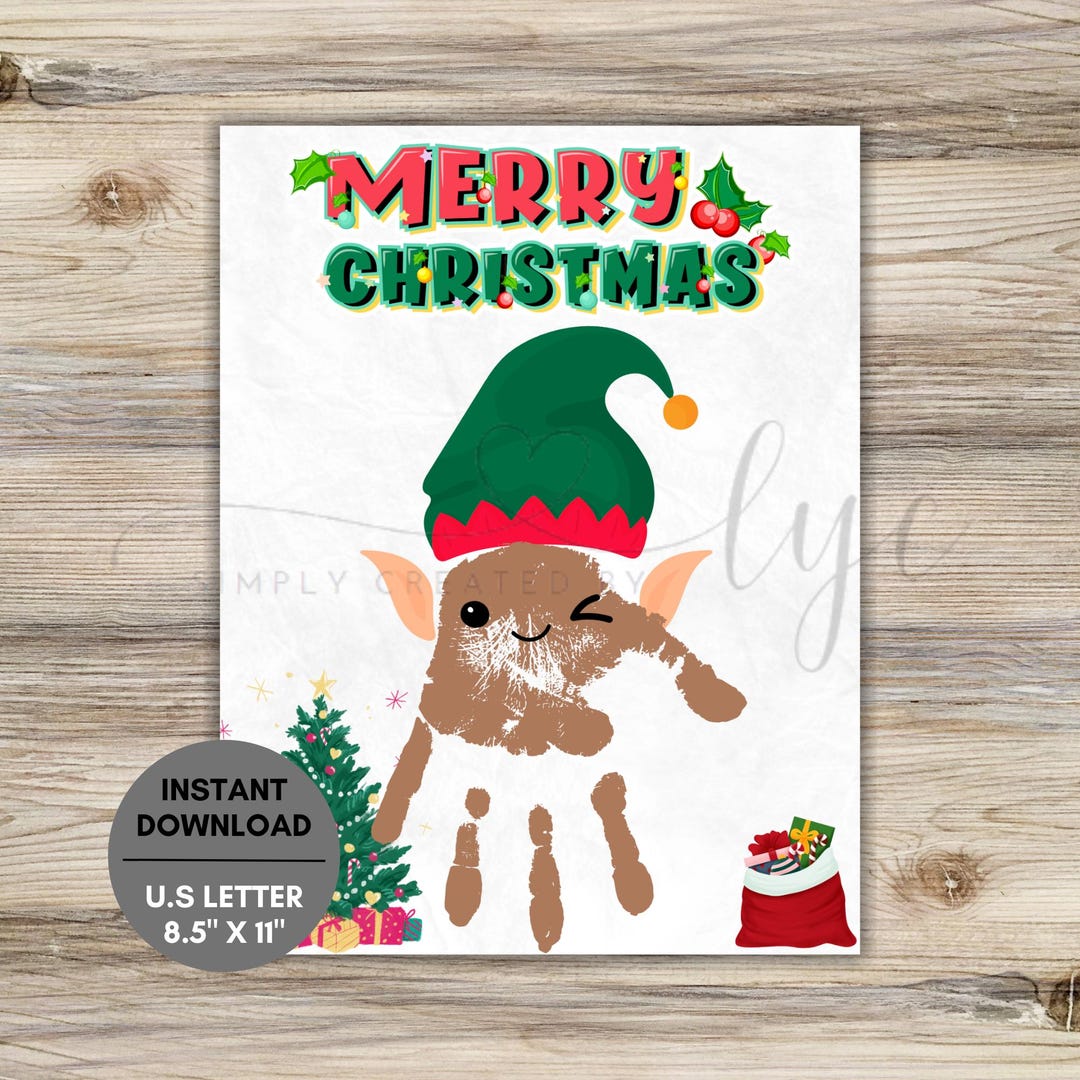 Elf Handprint Craft for Kids, Handprint Art, Finger Paint Craft ...