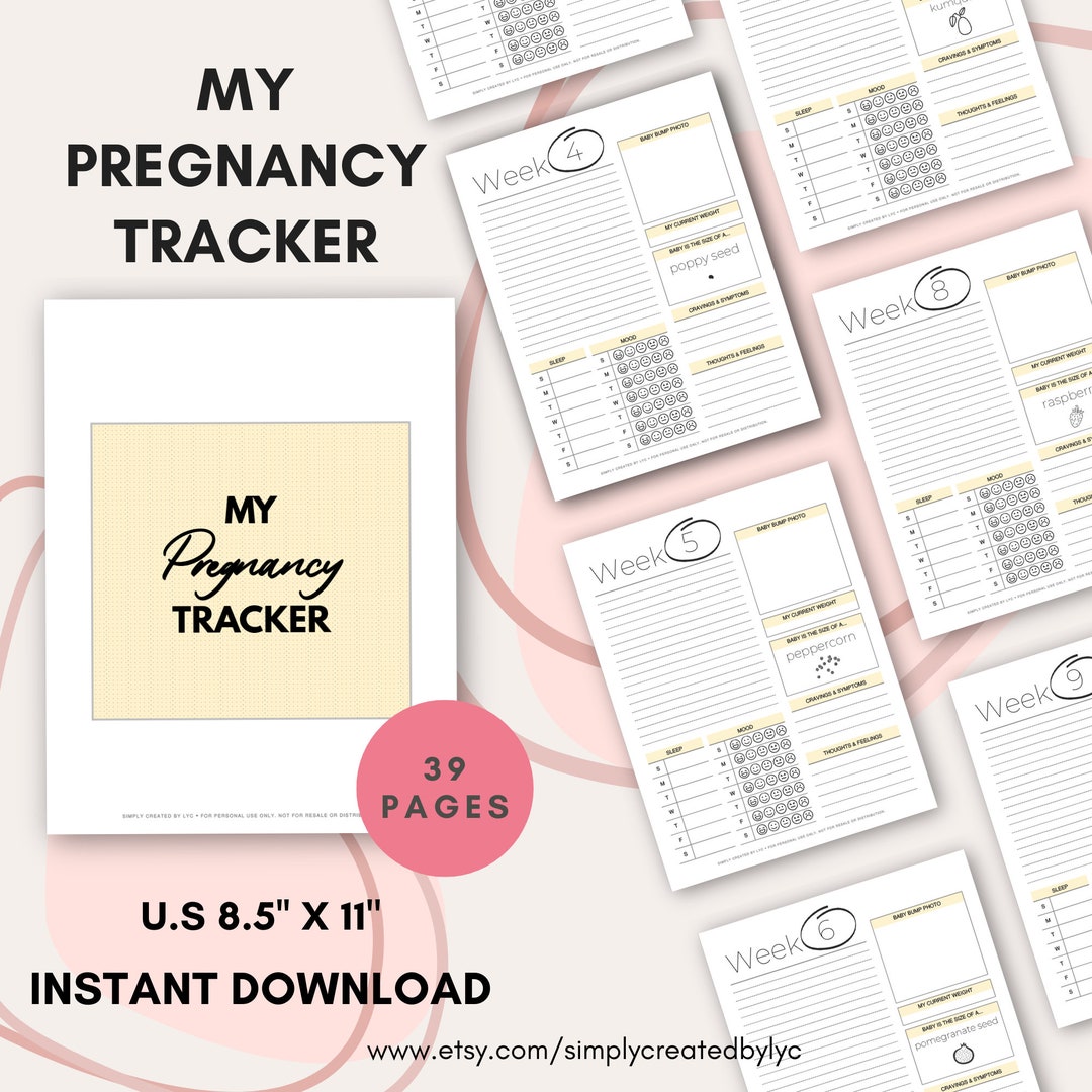 Pregnancy Tracker Printable, Pregnancy Planner, Baby Bump Tracker ...