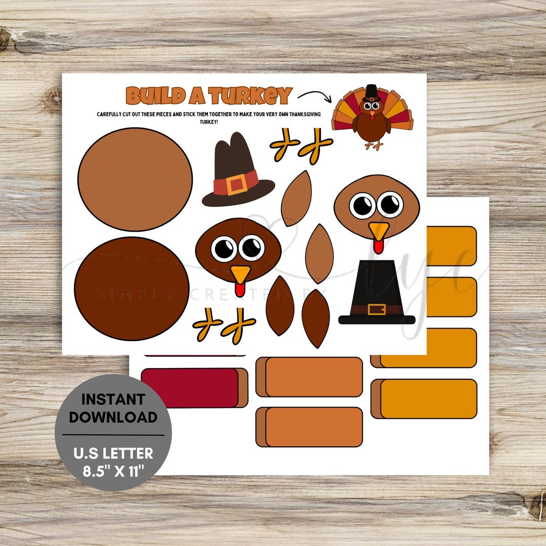 Build a Turkey Craft, Fall Kids Craft Activities, Thanksgiving Craft ...