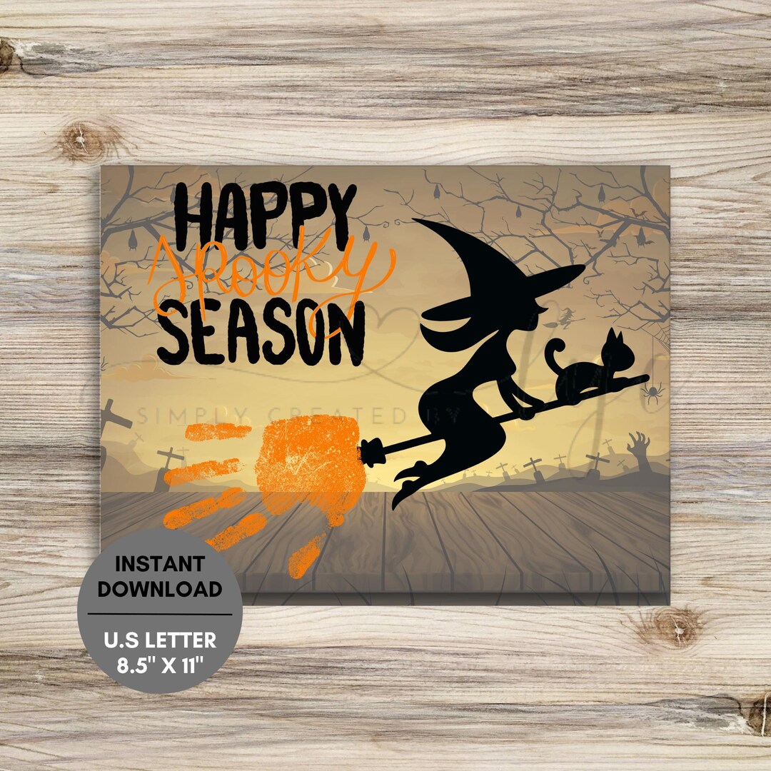 Witch Handprint Craft for Kids, Halloween Handprint Art, Finger Paint ...