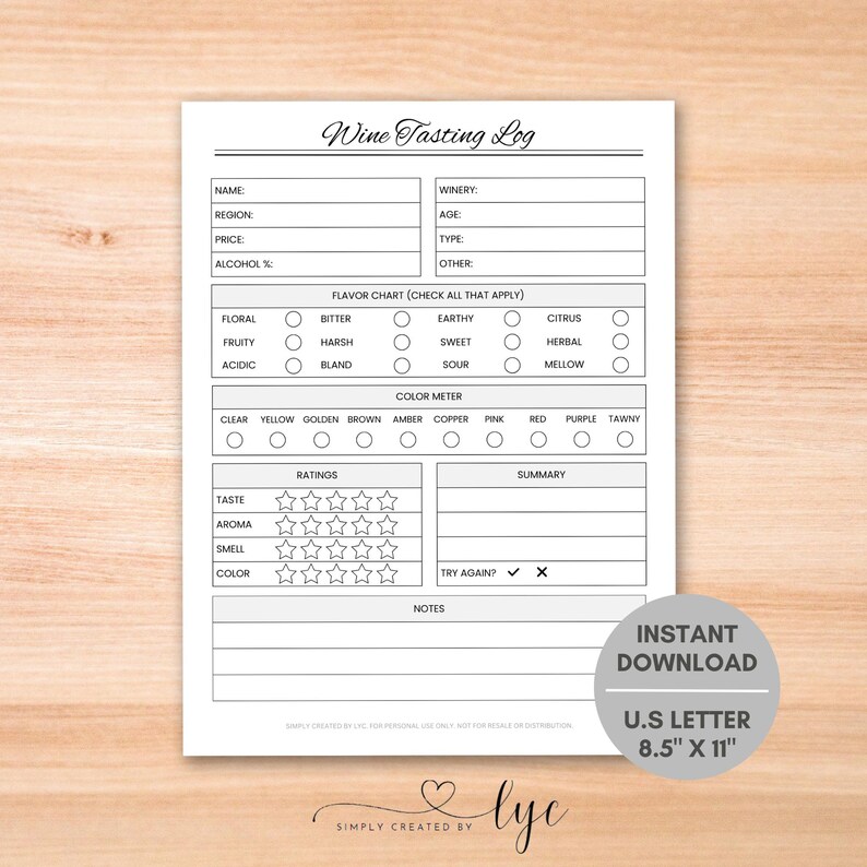 Wine Tasting Log, Wine Lover, Wineries, Wine Tasting Tracker, Wine Log ...