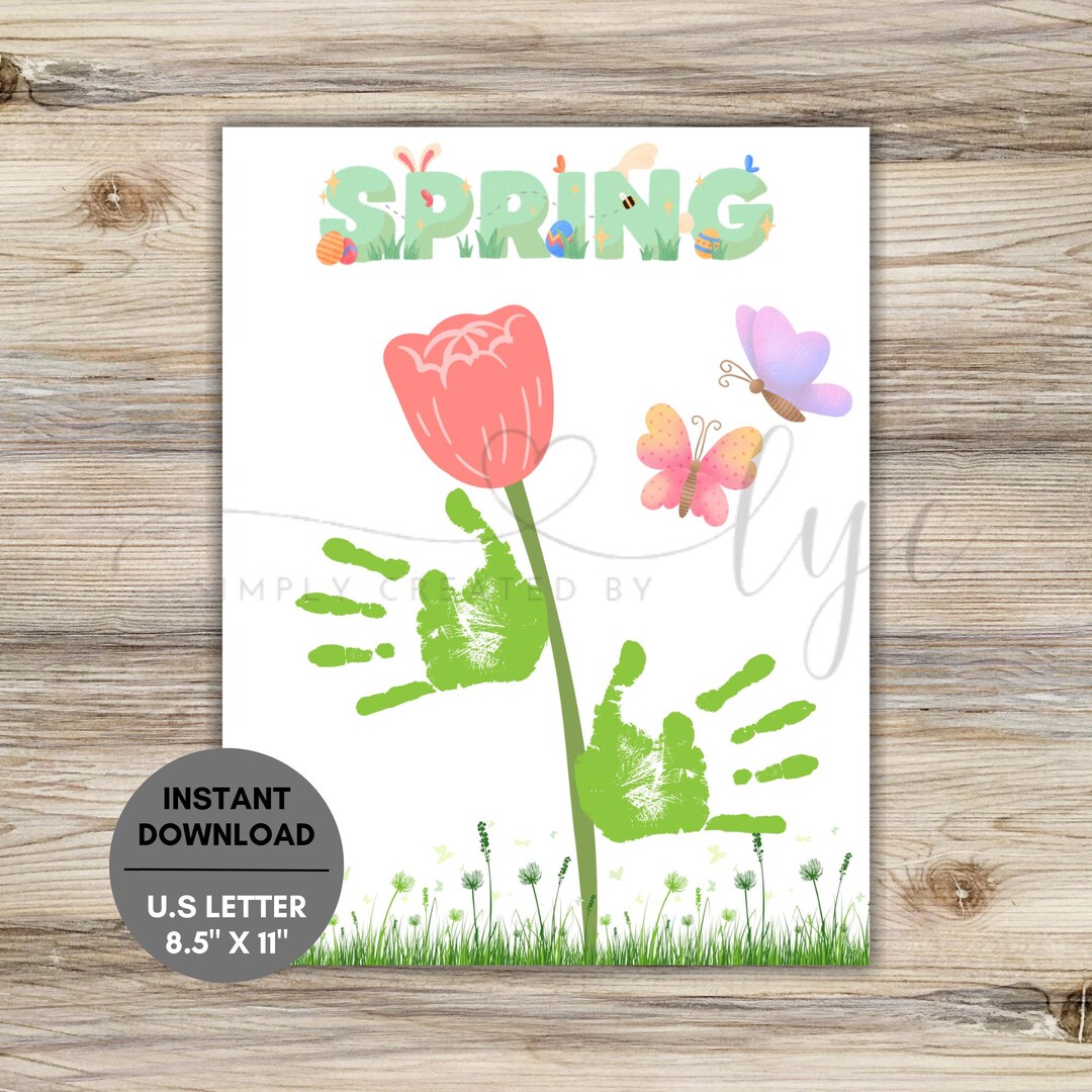 Spring Tulip Handprint Craft, Handprint Keepsake, Handprint Craft for ...