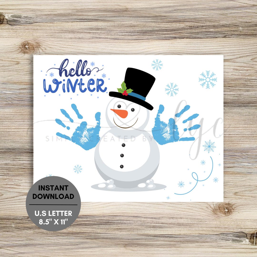 Snowman Handprint Craft for Kids, Handprint Art, Finger Paint Craft ...