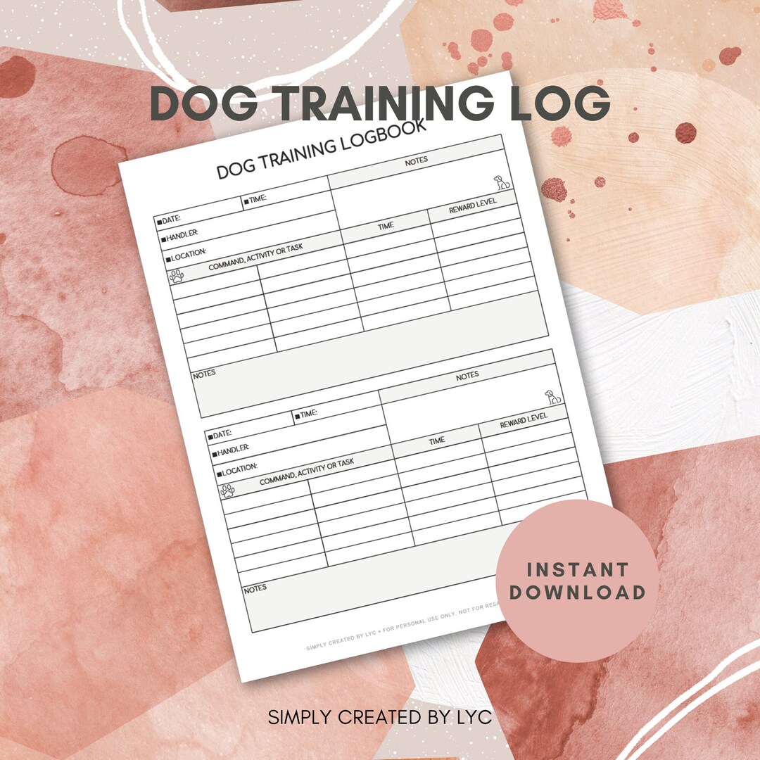 Dog Training Log, Dog Training Log Book, Logbook, Pet Record Journal ...