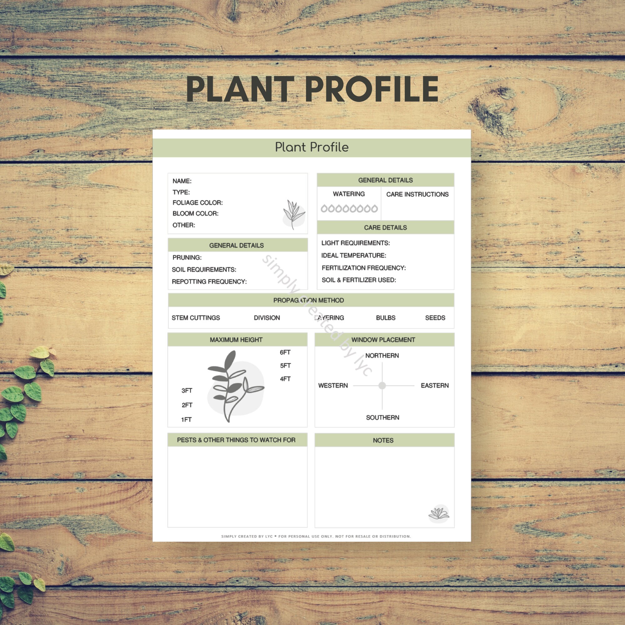Plant Care Log Printable Garden Journal Plant Tracker - Etsy Canada