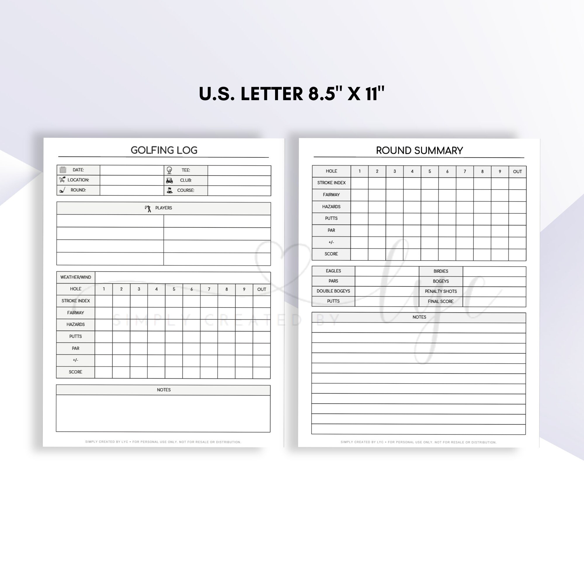 Golf Score Log, Golf Score Tracker, Golf Tracker, Golfing Journal, Golf ...