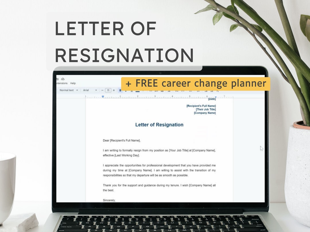 Editable Resignation Letter Template & Free Career Change Planner ...