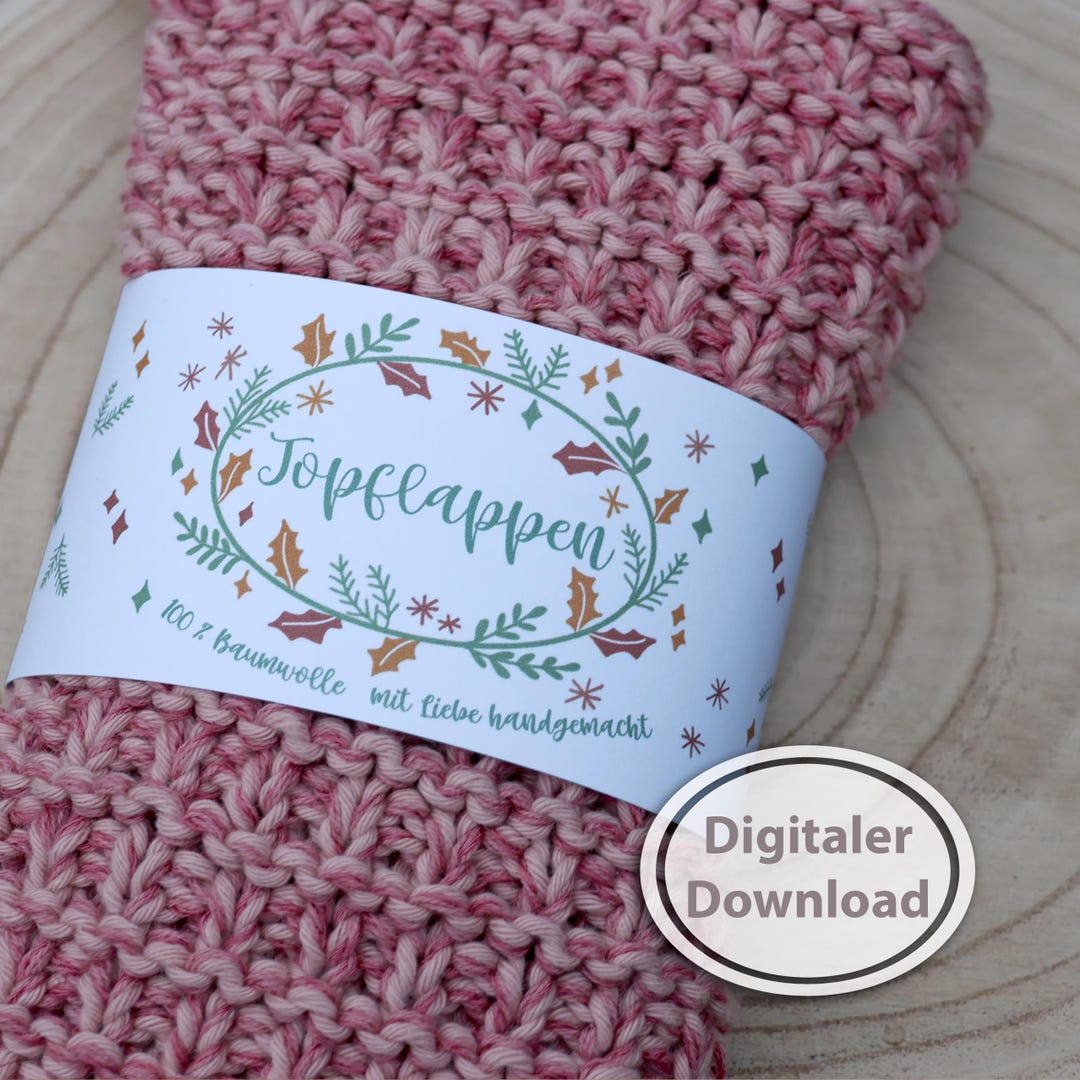 Potholder Banderole for Self-knitted or Crocheted Potholders, Pdf Din ...