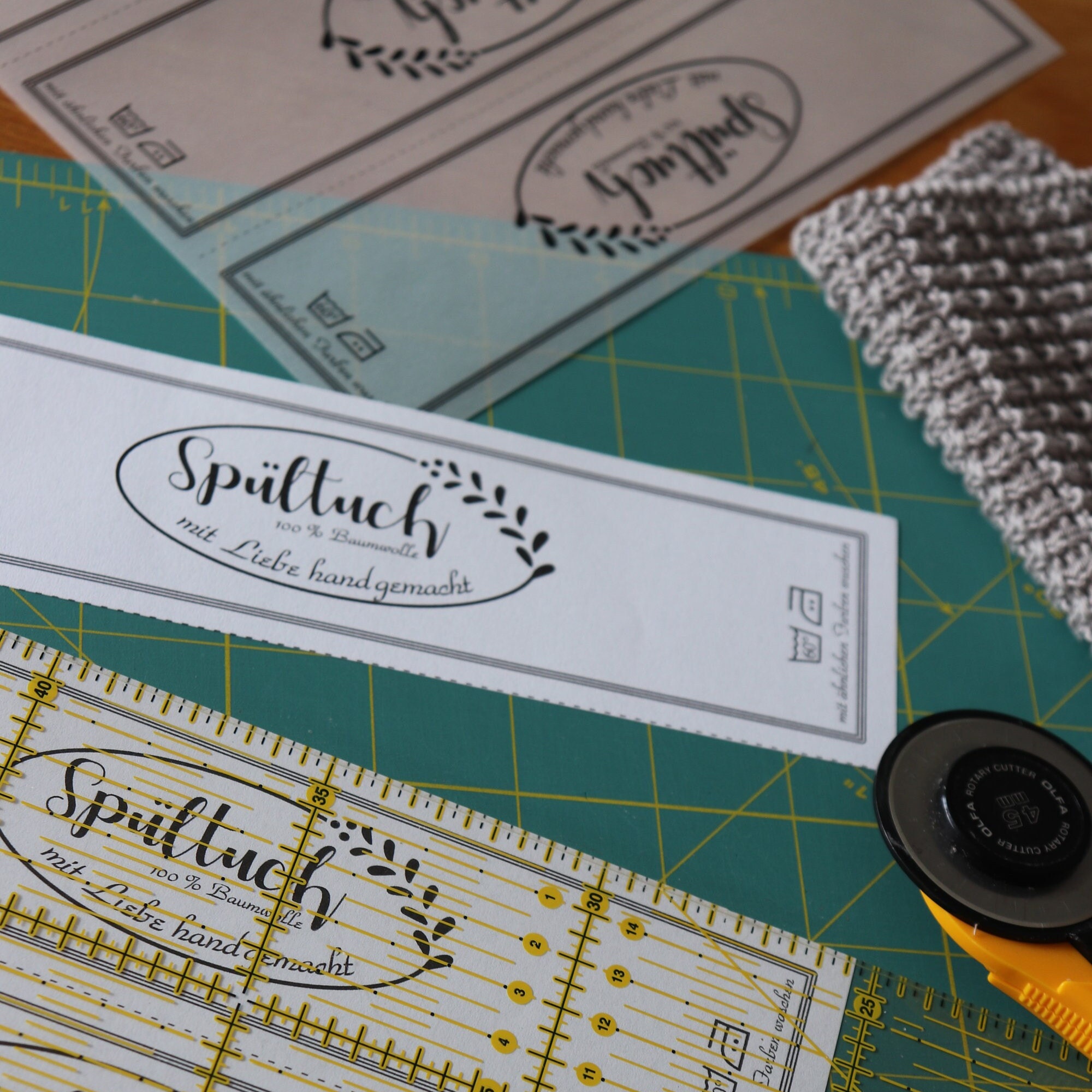 Spültuch-Banderole zum Download und Ausdrucken für selbst gestrickte ...