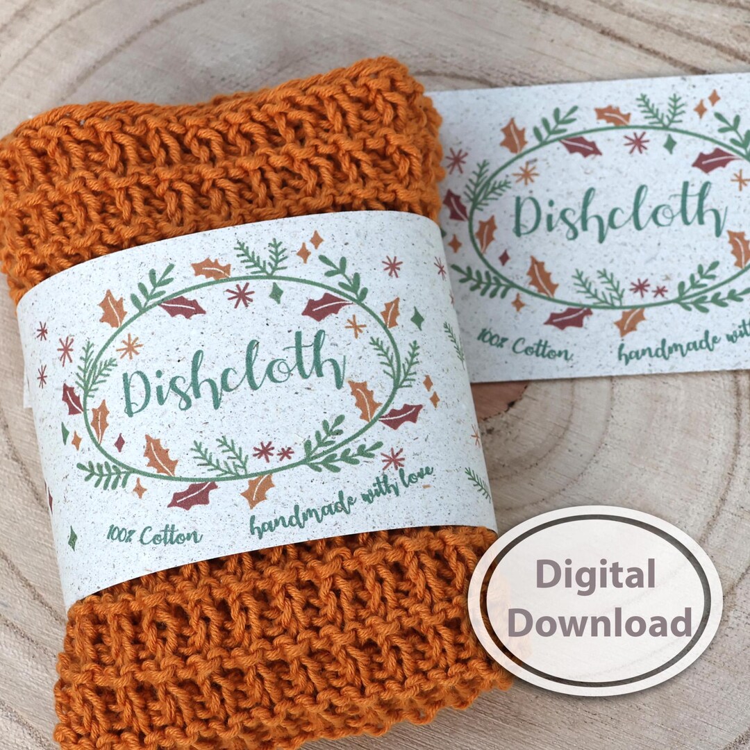 Dishcloth Wrap Label (english) for Handmade Dishcloths. Gift Wrapping ...