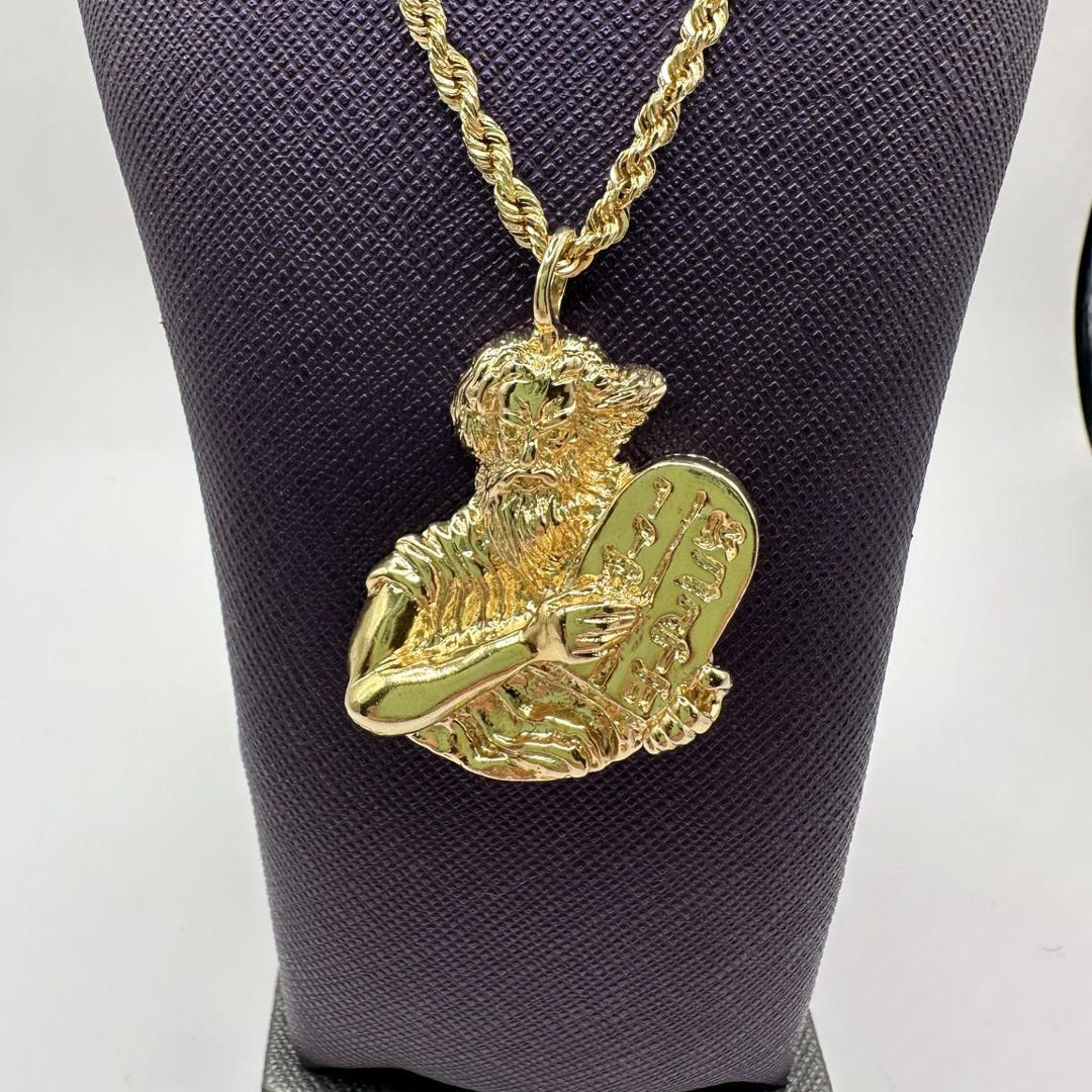 14k Yellow Gold Moses Pendant - Etsy