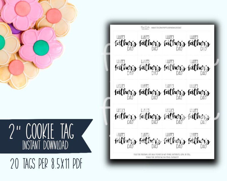 Happy Father’s Day Printable Gift Tag 2” Square, Minimalist Cookie ...