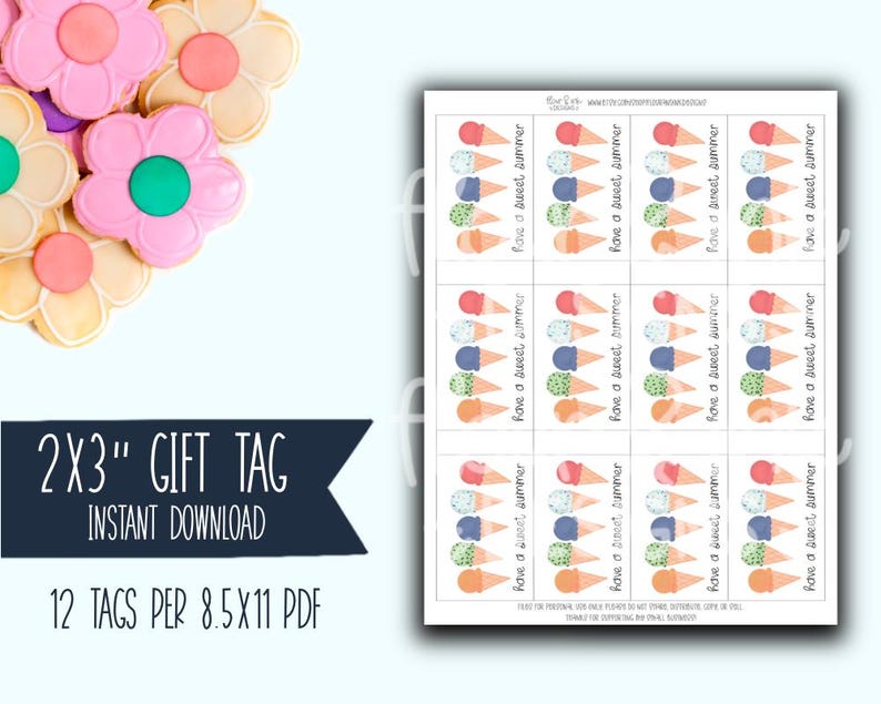 Have A Sweet Summer Ice Cream Gift Tag 2x3 - Etsy