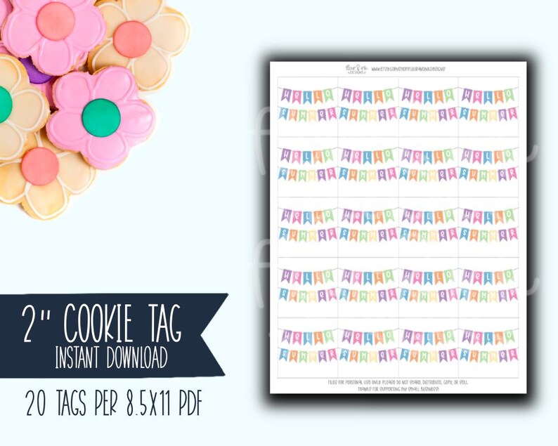 Hello Summer Printable Cookie Gift Tag 2x2 Square - Etsy