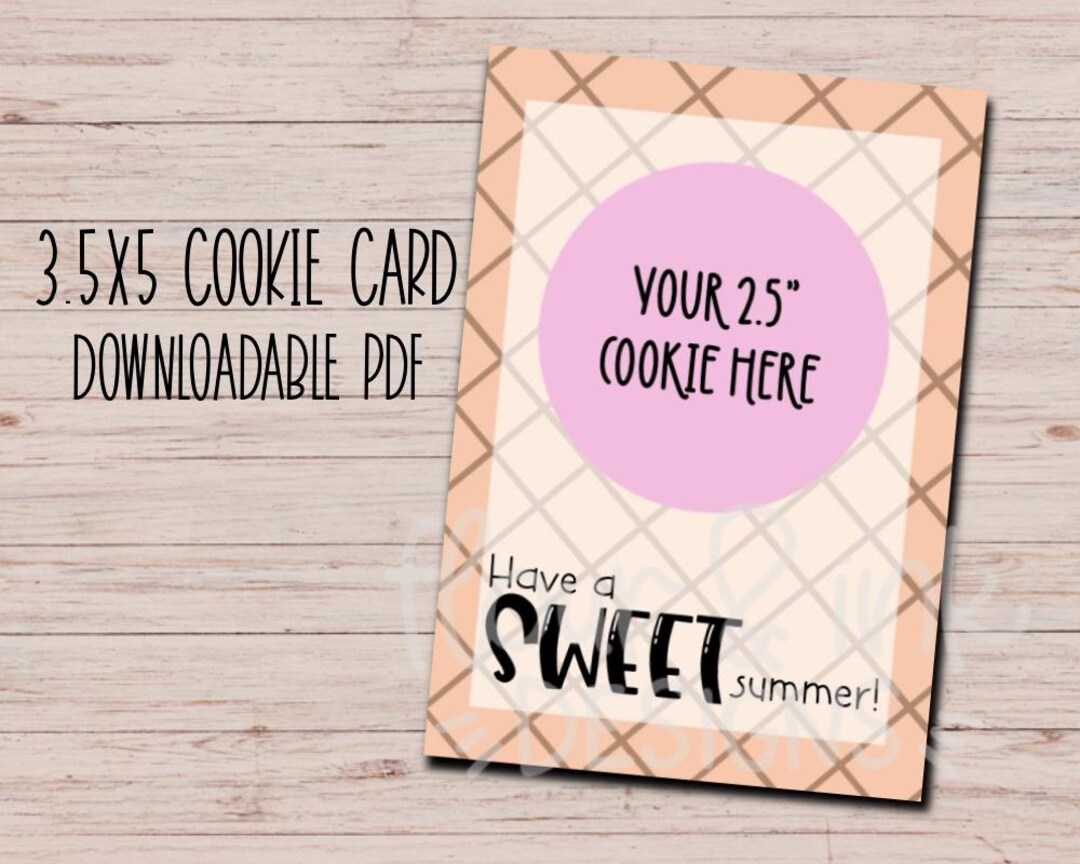 Sweet Summer Ice Cream Cone Printable Cookie Card 3.5x5" - Etsy