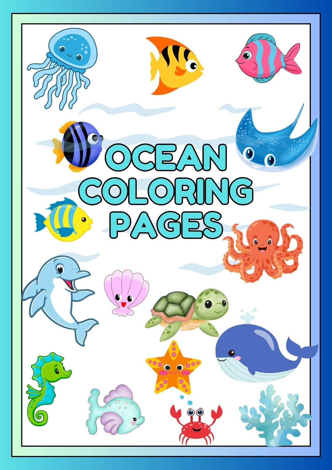 20 Fun Sea Animal Coloring Pages - Etsy