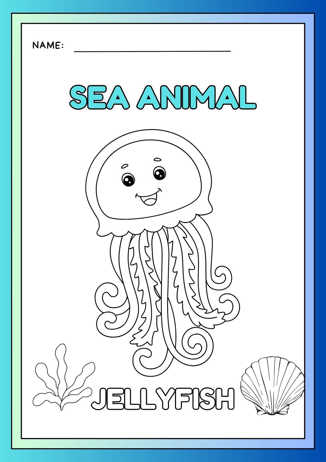 20 Fun Sea Animal Coloring Pages - Etsy