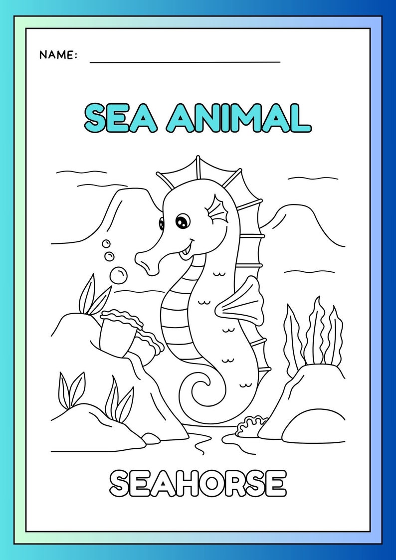 20 Fun Sea Animal Coloring Pages - Etsy