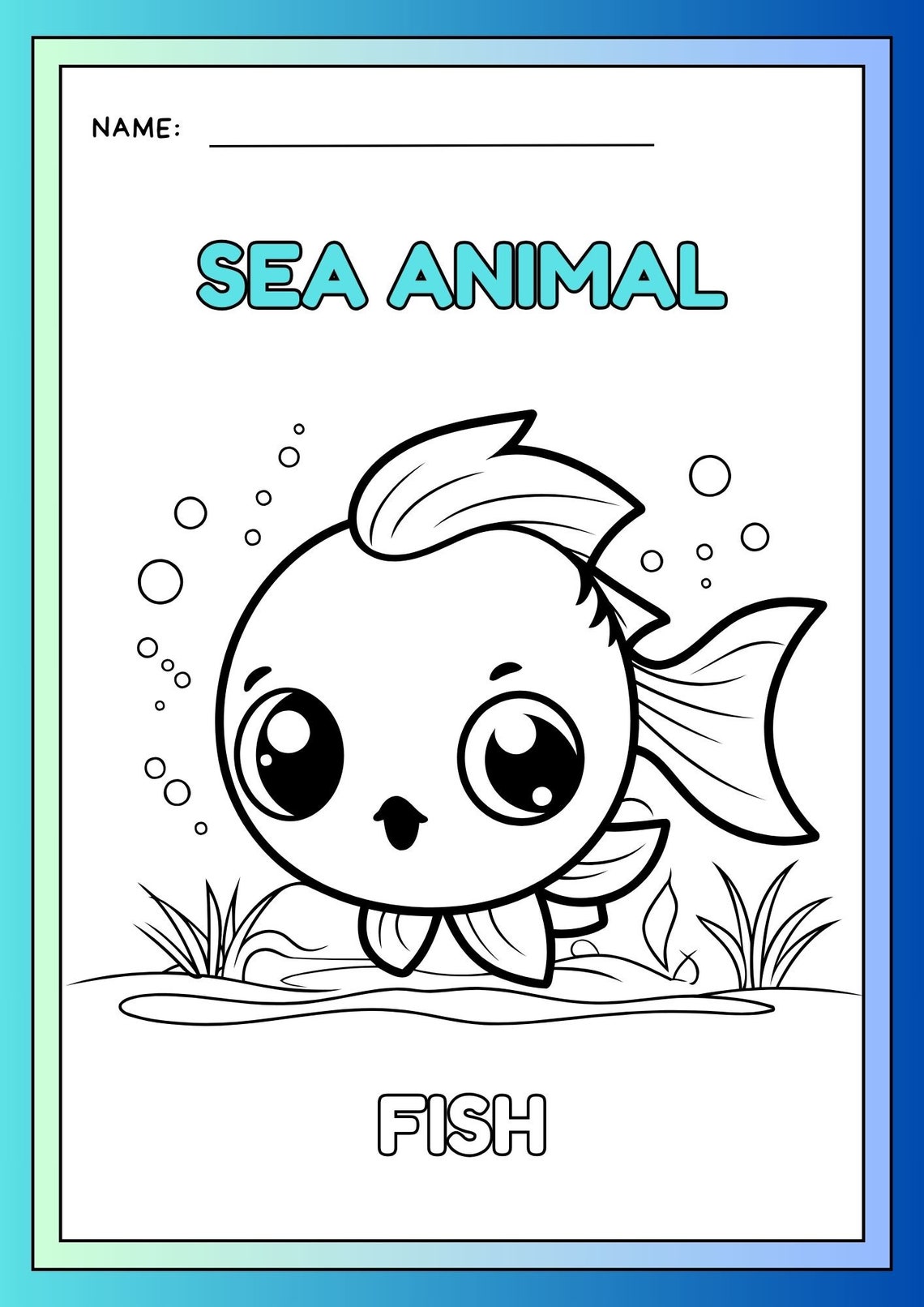 20 Fun Sea Animal Coloring Pages - Etsy